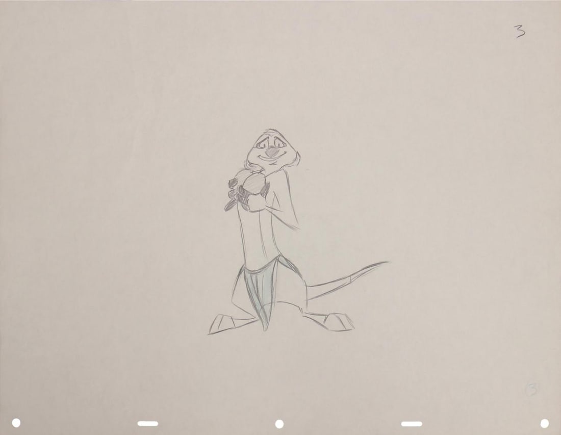 Lion King Timon Production Drawing, Disney 1994 Auction