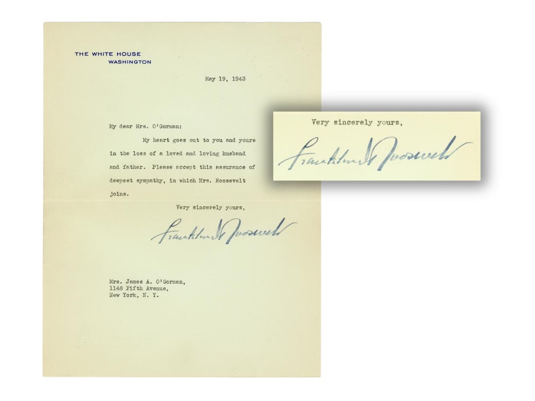 1943 Fdr Typed Letter Signed As President Auction