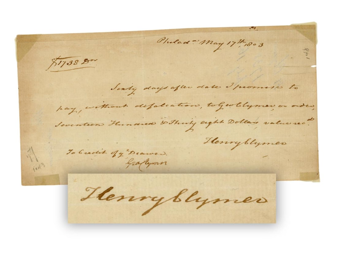 George Clymer Twice Signed 1803 Document Auction