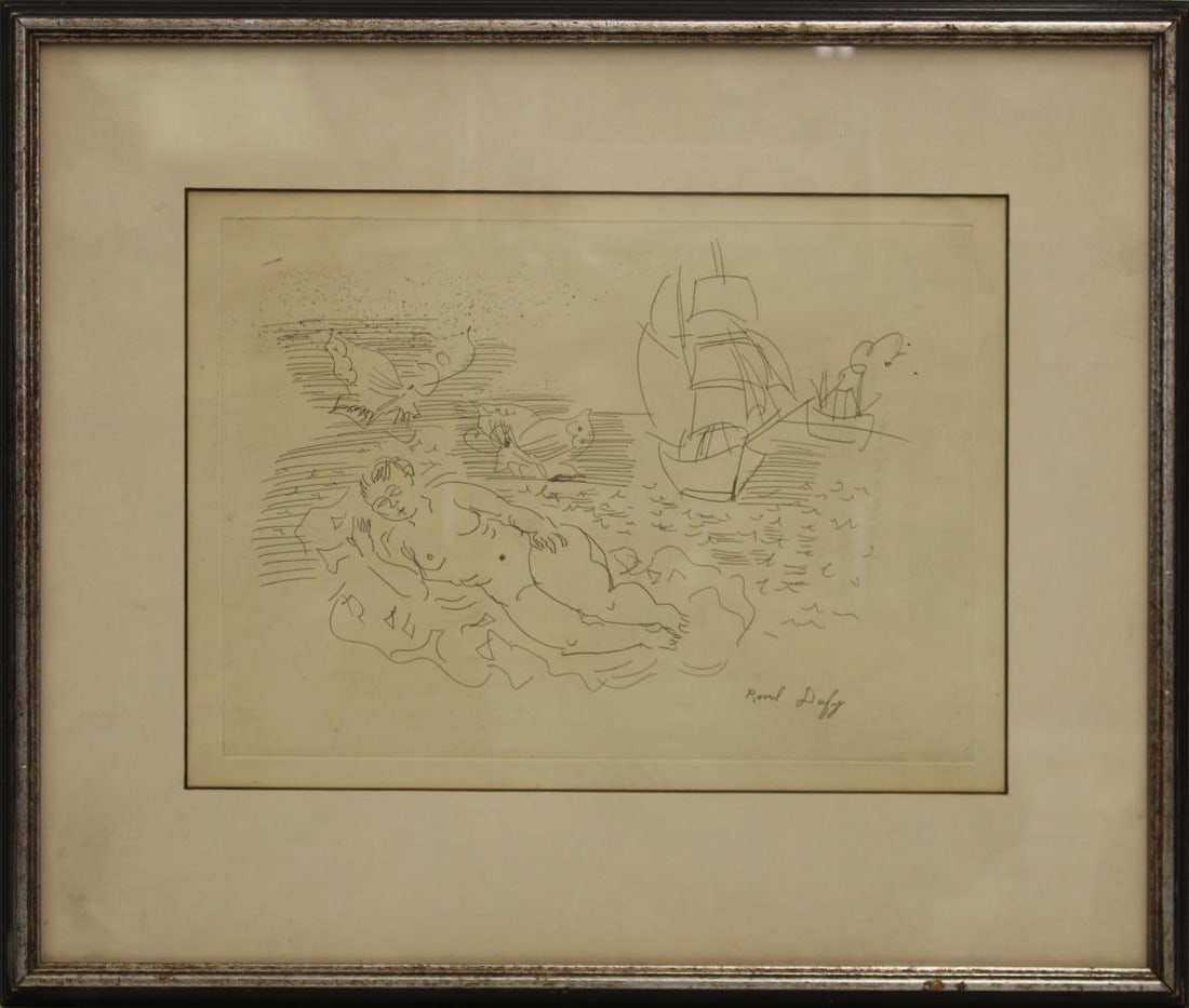 Raoul Dufy Etching, "on The Beach" Auction