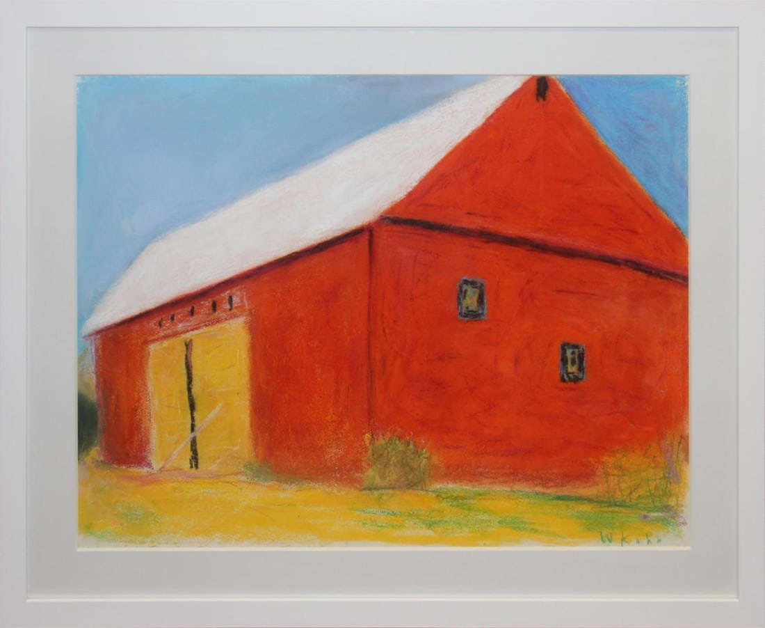 Wolf Kahn Signed Pastel Paper Barn Confrontation Auction