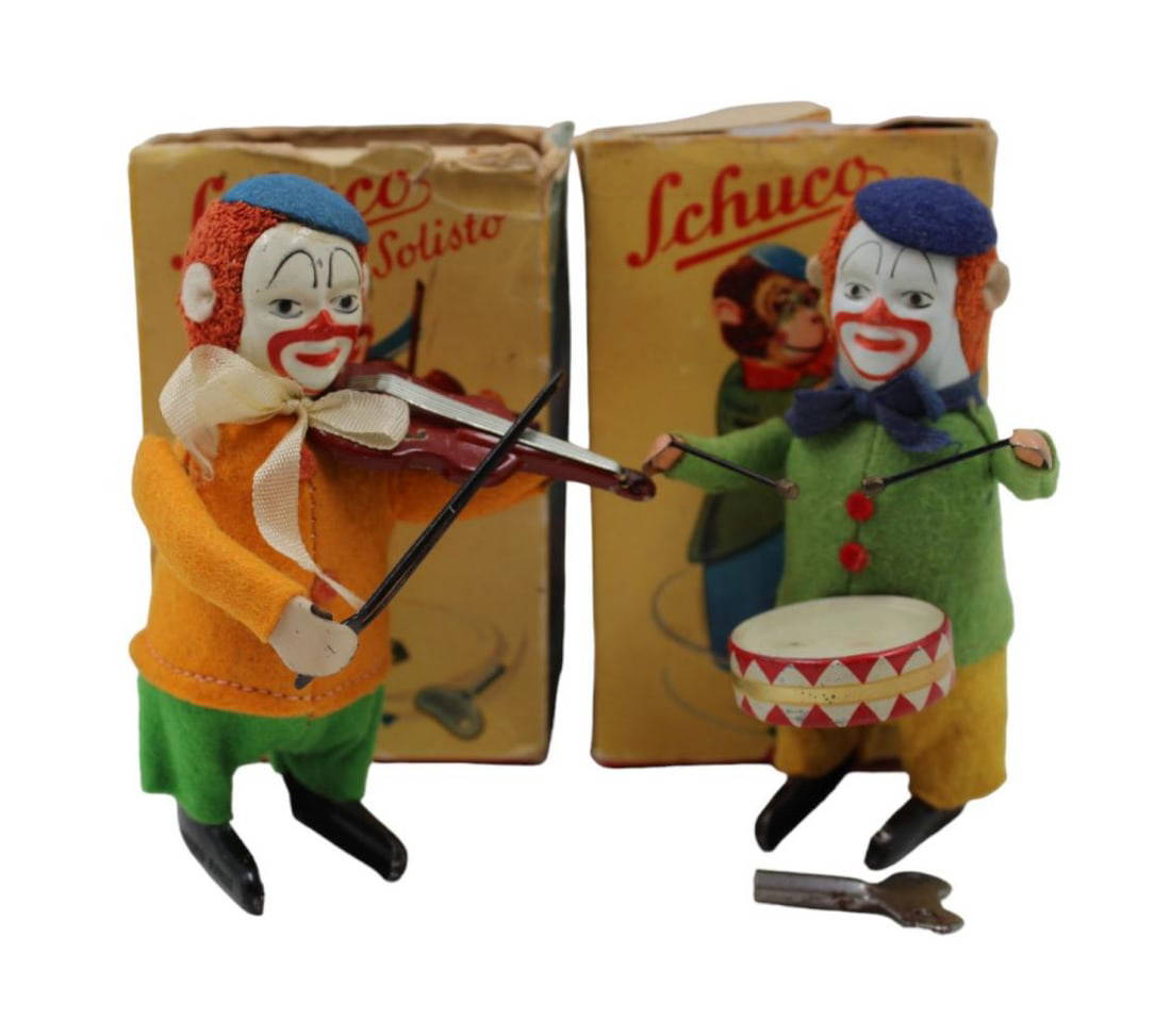 (2) Wind Up Schuco Clown Musicians, W/boxes Auction