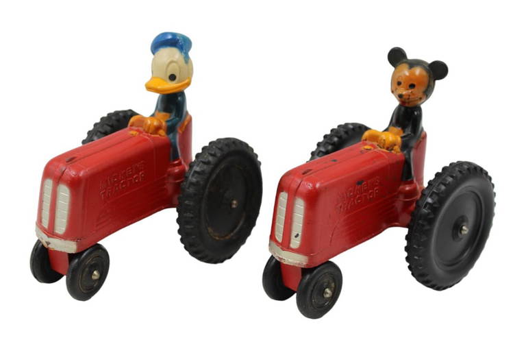 Sun Rubber Mickey Mouse & Donald On Tractors