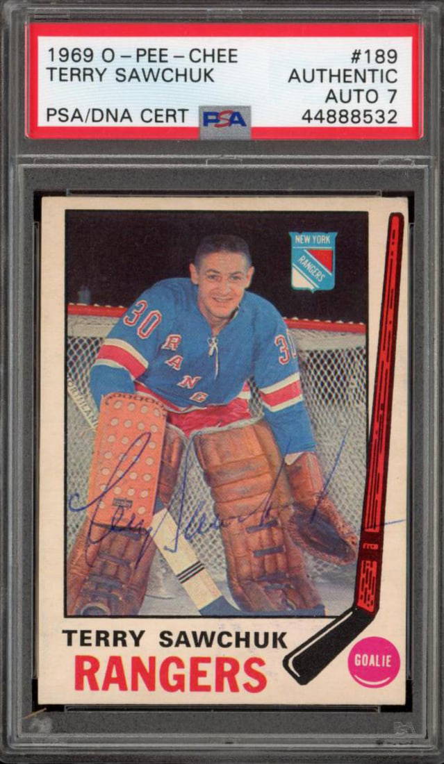 1969 0-pee-chee #189 Terry Sawchuk Signed - Psa Auction