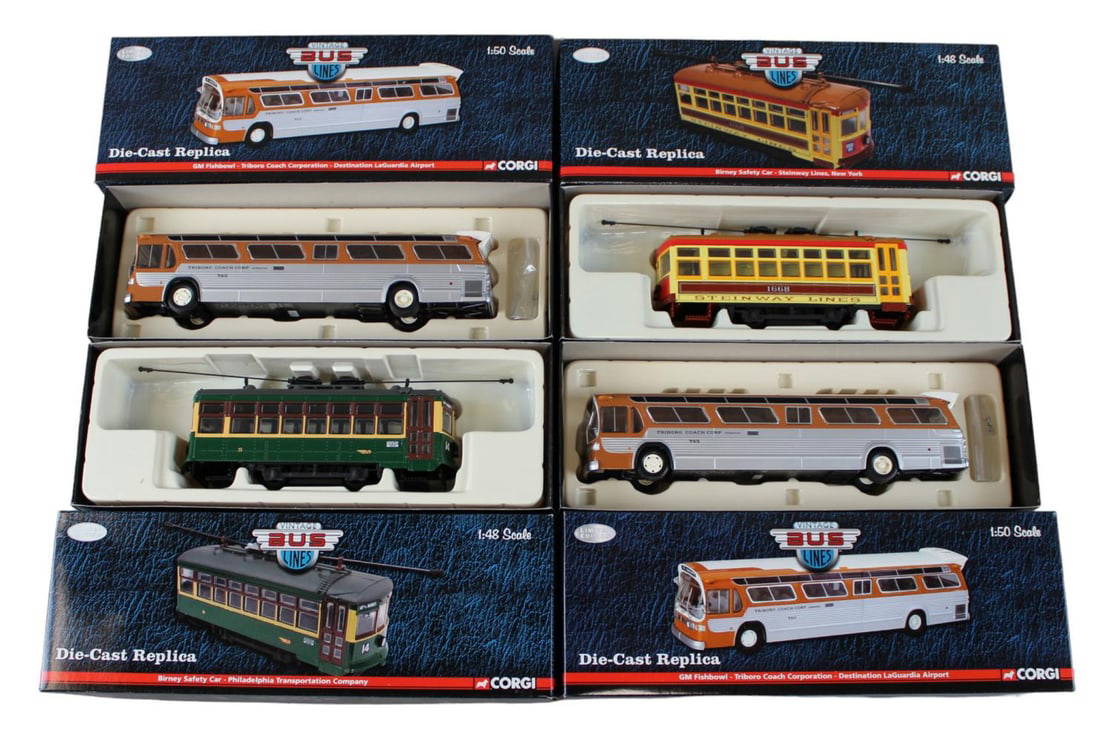 (4) Corgi Vintage Bus Lines Mib Auction