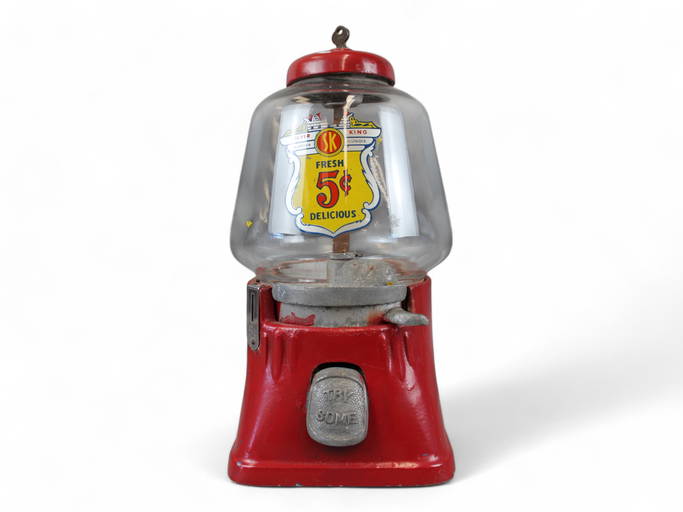 5 Cent Silver King Gumball Machine