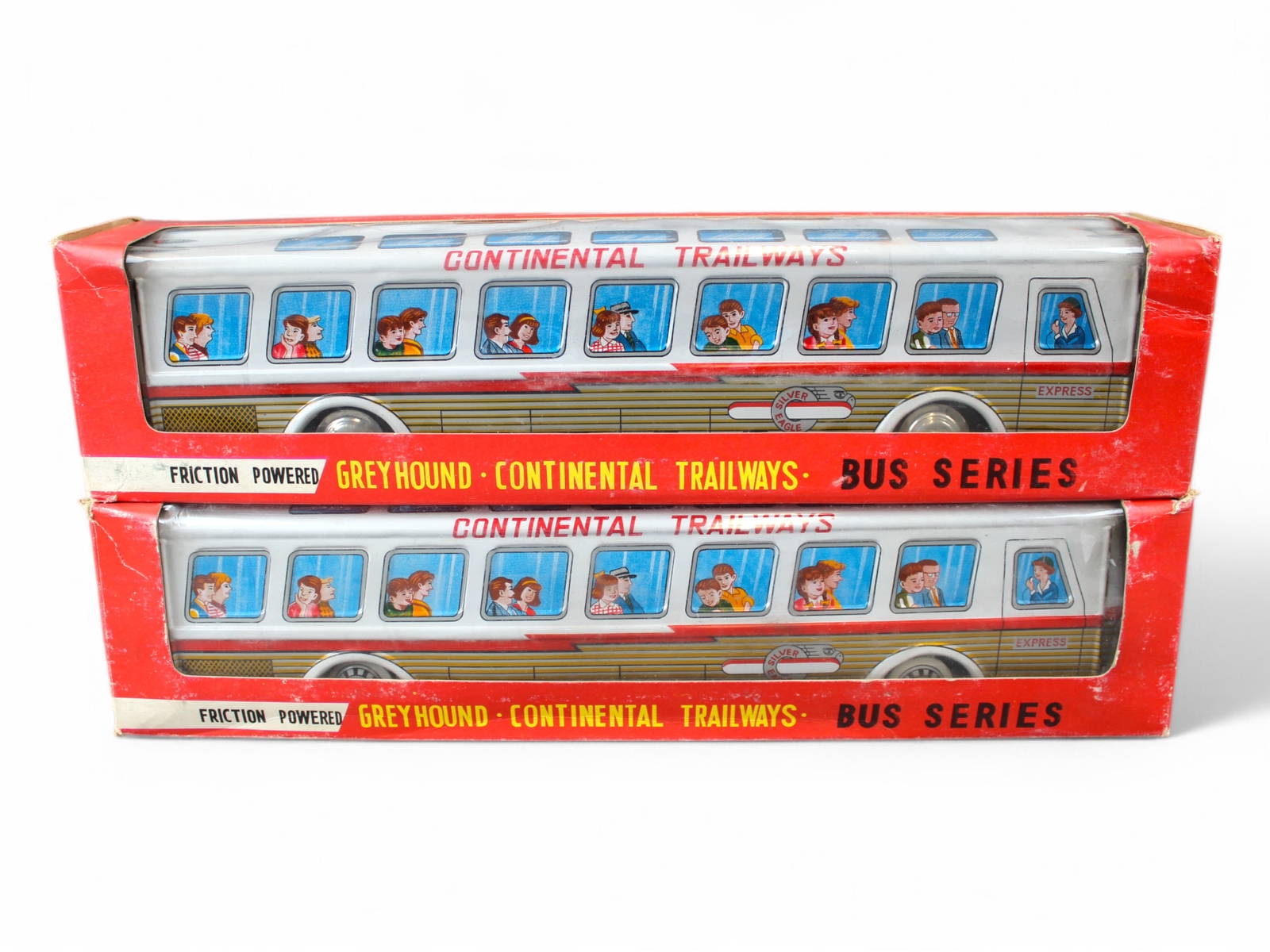 Lot Of (2) Boxed Friction Greyhound Buses Auction