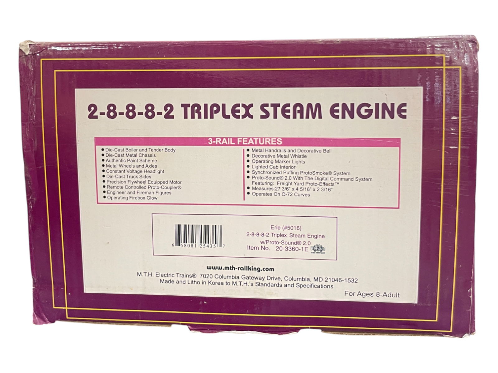 Rail King/mth G Gauge Erie 2 8 8 8 2 Triplex Steam Rail King/mth G Gauge Erie 2 8 8 8 2 Triplex Steam