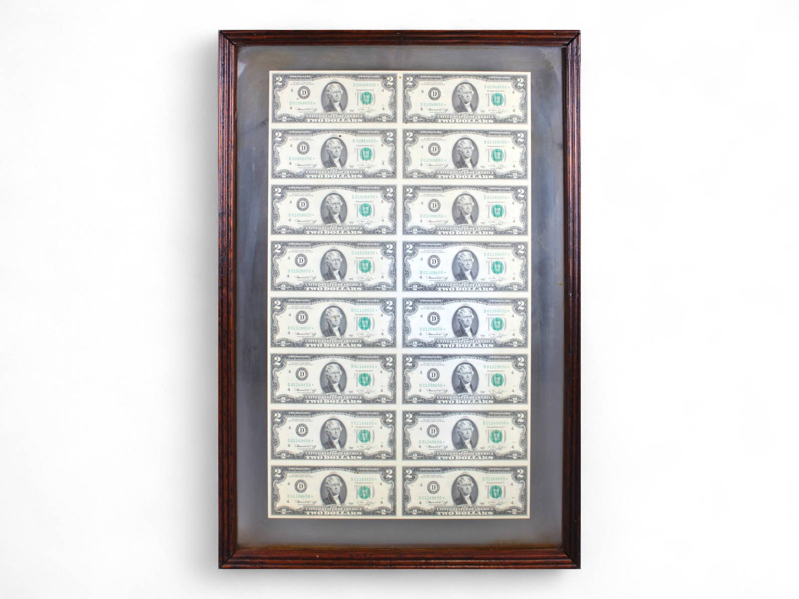 1976 $2 Star Notes Uncut Sheet Of 16 Auction