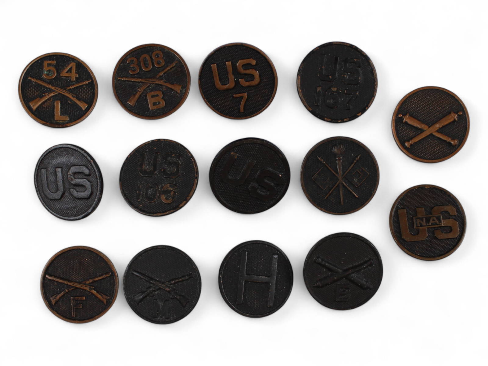 (14) U.s. Wwi Collar Disks Auction
