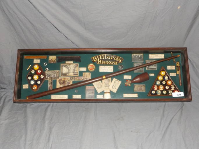 Reproduction Billiards History Shadow Box Display