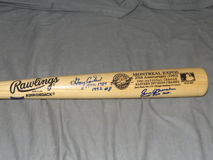 Montreal Expos 25th Anniversary Bat Signed.