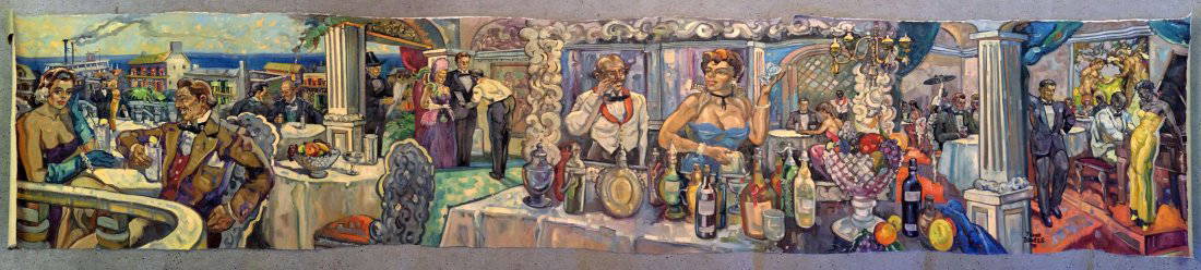 Frank Bowers (1905 1964) Oil On Canvas Mural.