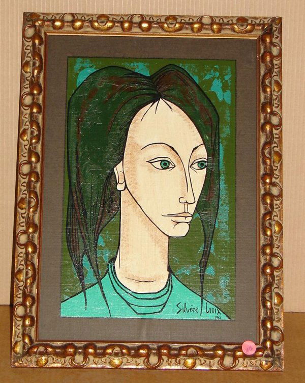 1096: SILVERE CROIX. ACRYLIC ON BOARD.