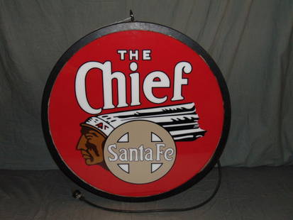 Railroad Drumhead Or Tail Sign "super Chief Santa