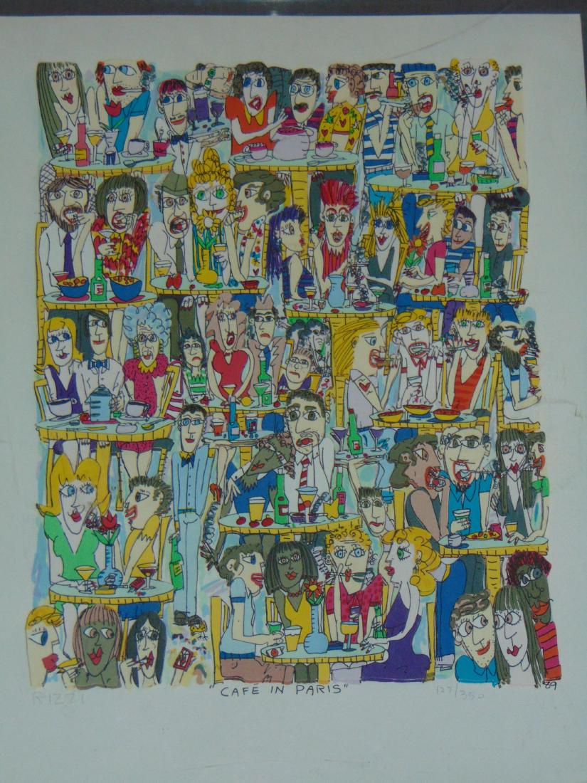 James Rizzi. Cafe In Paris. Lithograph.