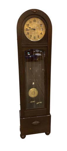 Oak "dufa" Grandfather Clock With Weights And Pendulum