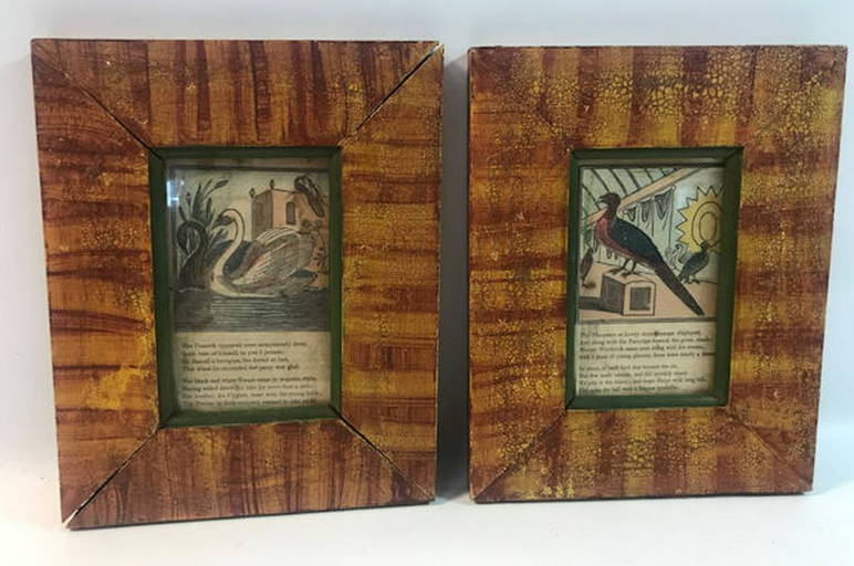 2 Grain Painted Frames With Rhymes, 7â¾"x 9â¾"