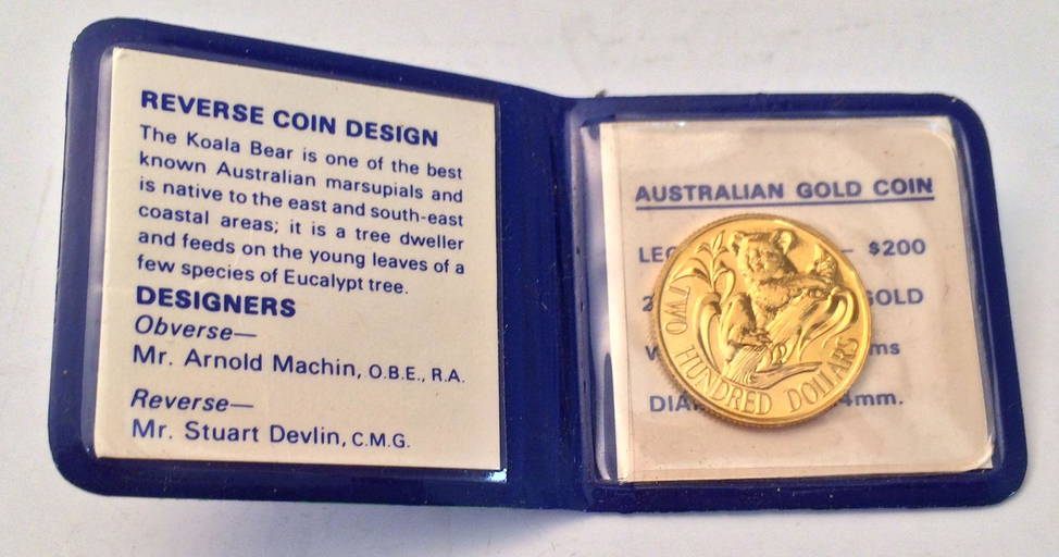 1980 Royal Australian Mint $200 Gold Coin, 22k , 10g