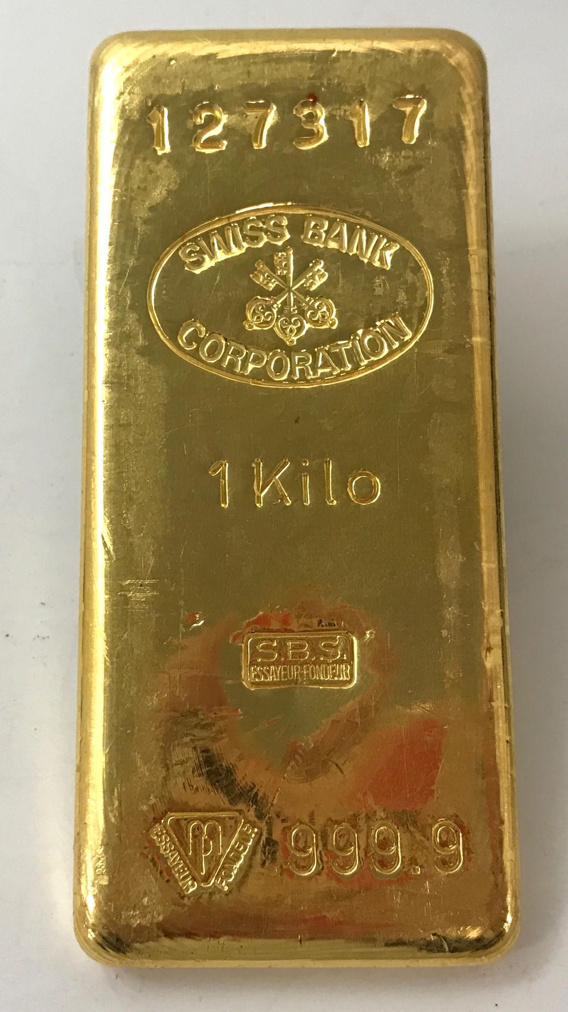 "swiss Bank Corporation" 1 Kilo, 24k Gold Bar, Serial
