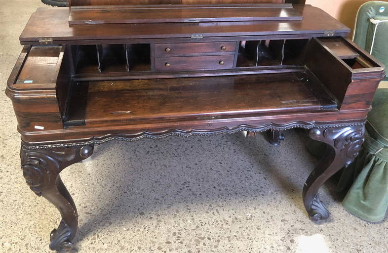 Rosewood Victorian Spinet Desk 49" X 25.5" X 33"
