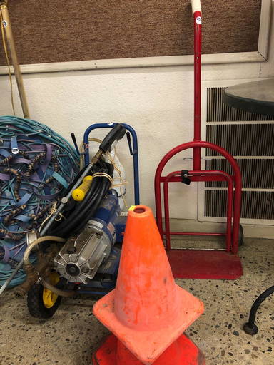 3 Cones, Dolly, And Power Washer