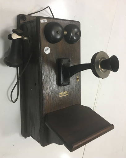 Vintage Kellogg Hand Crank Wall Telephone In Wooden