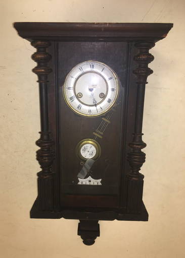 Spring Wound Vienna Regulator Clock, Missing Moldings,