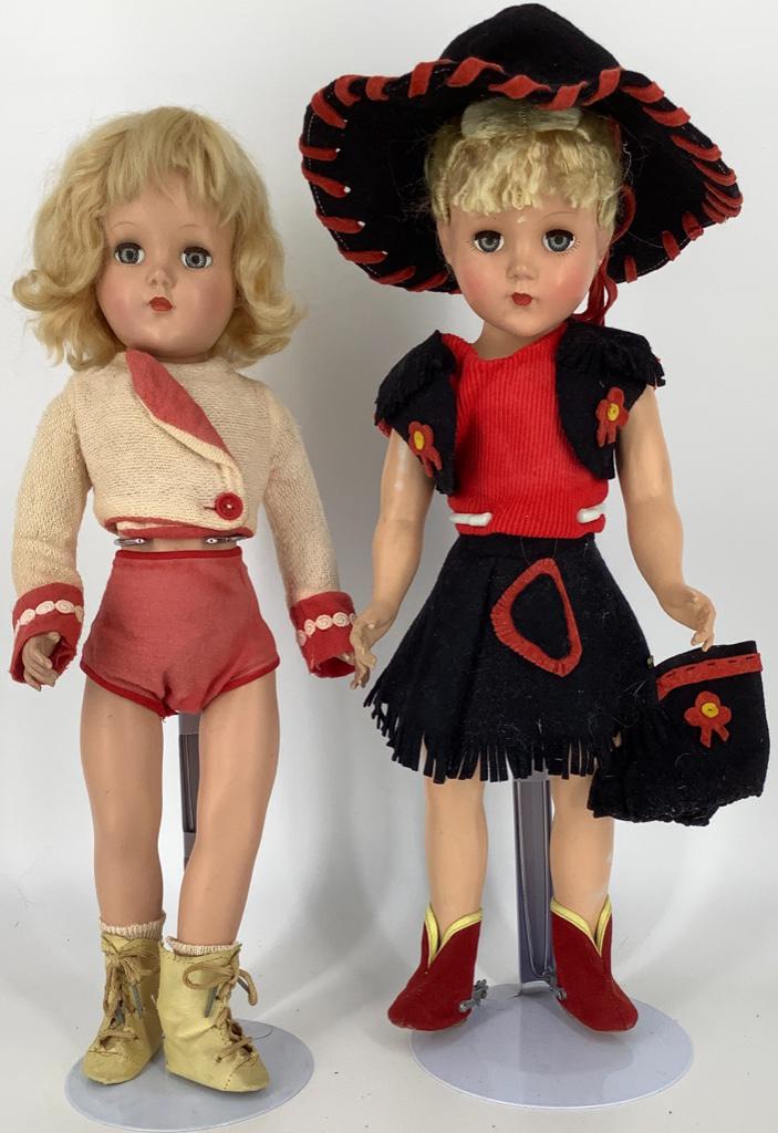 (2) 17â½" Vintage Hard Plastic Dolls Including Unmarked