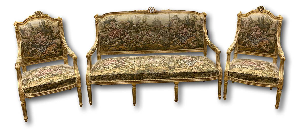 Three piece French style parlor set with settee and two - Aug 10, 2021 ...