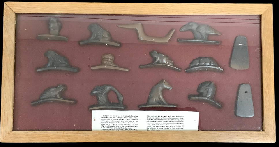 Reproductions of Hopewell effigy pipes recovered from the Tremper Mound ...