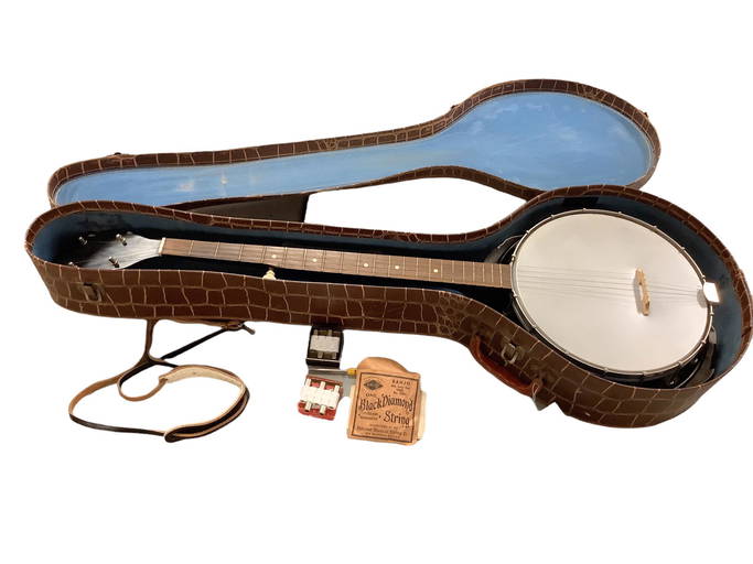 Vintage 5 String Banjo With Case, 2 Pitch Pipes And Picks. No Markings ...