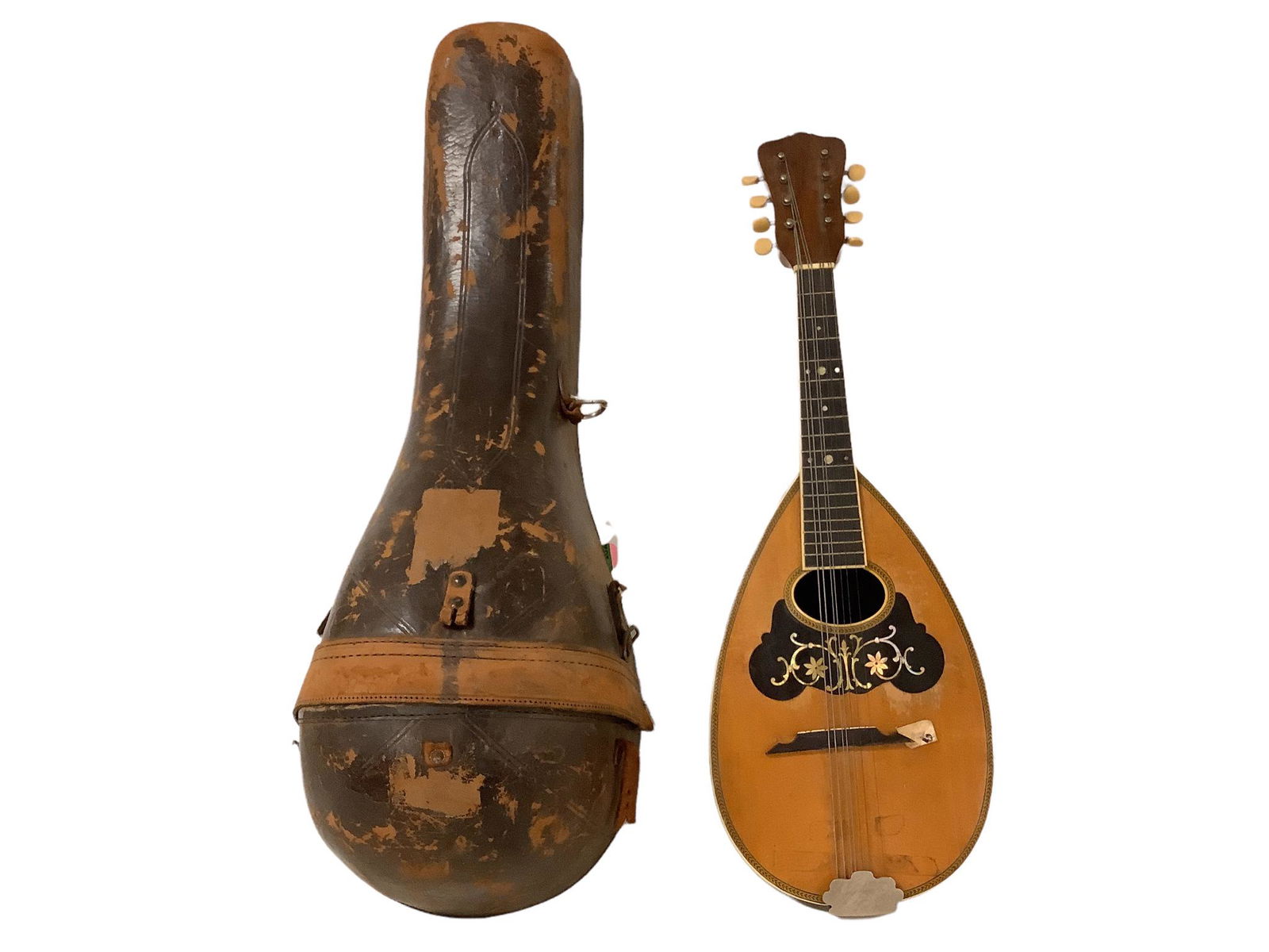 Vintage Bowl Back Mandolin In Leather Case, Mandolin Is 24"l, Bridge Is ...