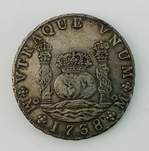 Philip V 1700 1746, Pillar 8 Reales 1738 Mf, Mexico