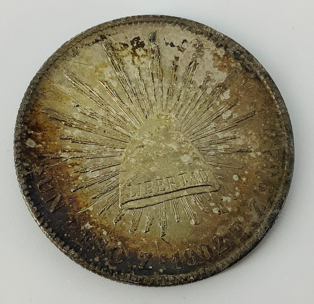 1902 Zs Fz One Peso Mexico Federal Republic Coin