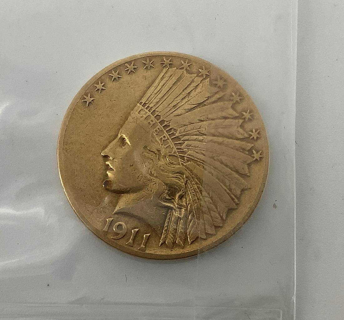 1911 P U.s. Indian Head Ten Dollar Gold Eagle Coin