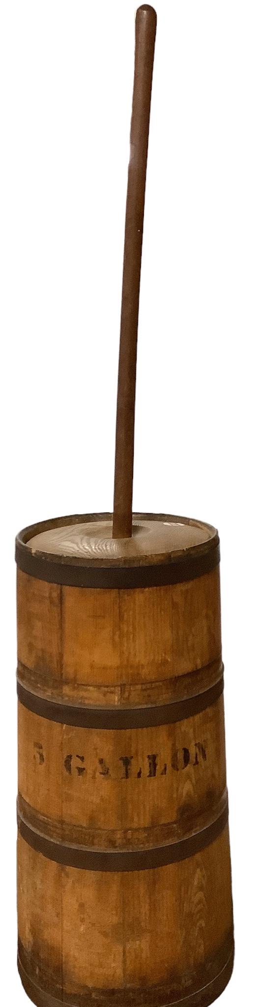 5 gallon wooden butter churn w/ stick 40" w/out stick 21.75" - Oct 26 ...