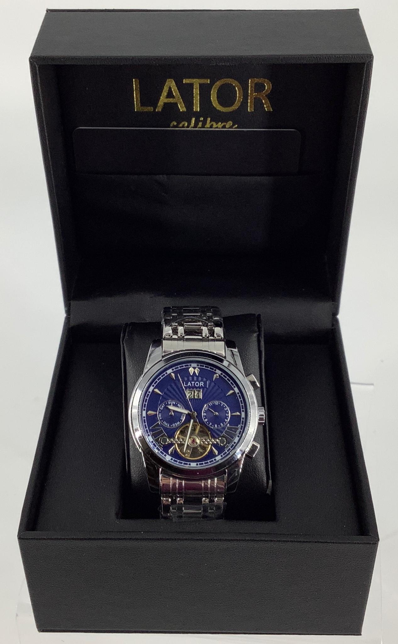 Lator Calibre Men's Automatic Skeleton Chronograph Wrist Watch