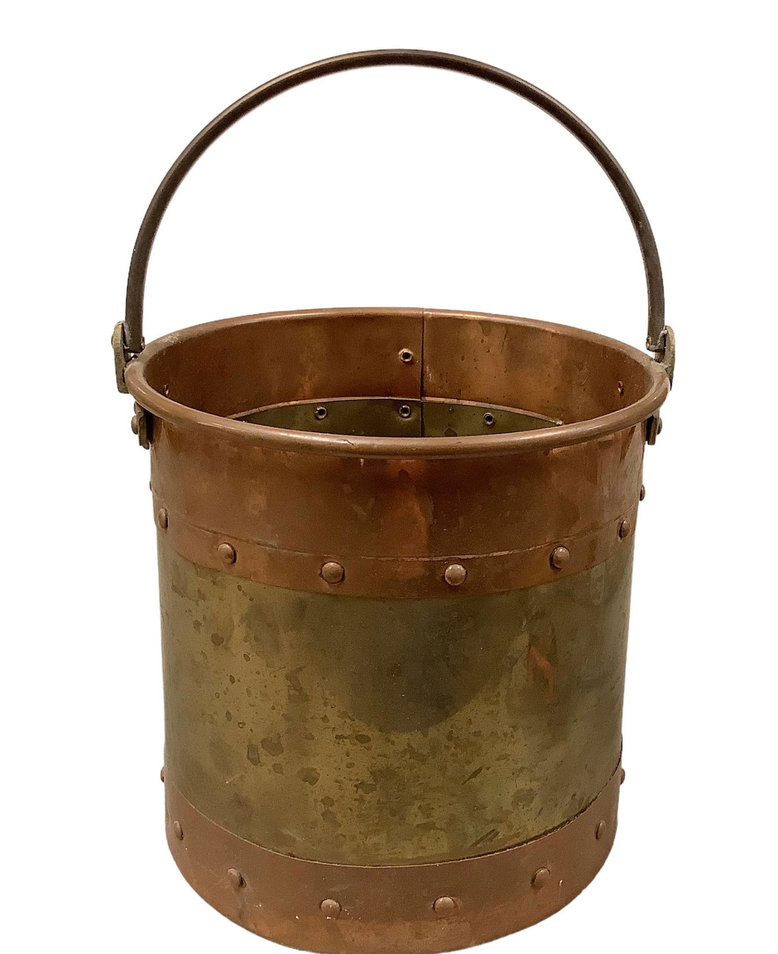 Brass and copper decorative pail. Measures 9” in diameter and 9” tall ...