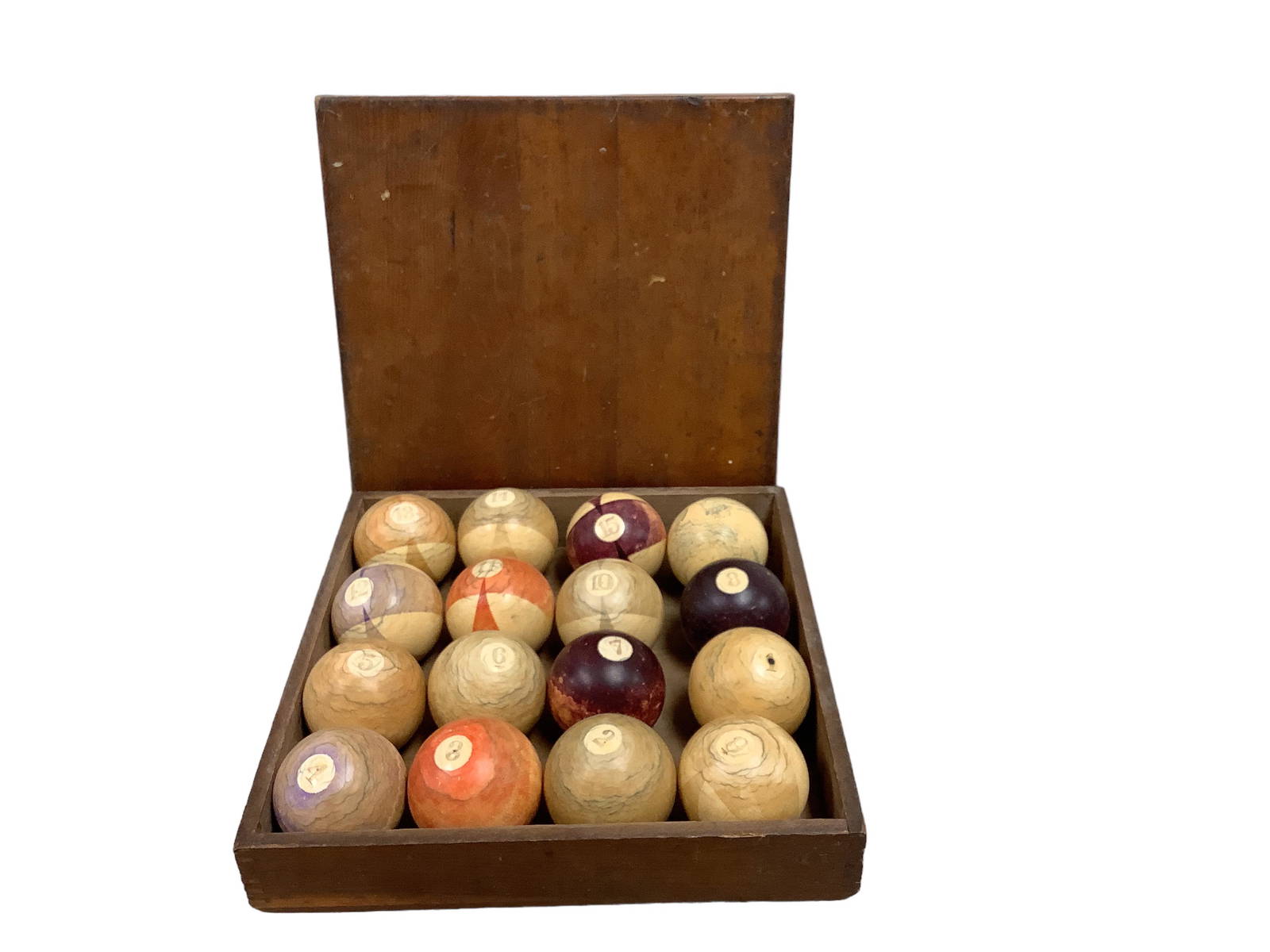 antique Billiard Balls In Wooden Box***** Not Able To Sell Auction