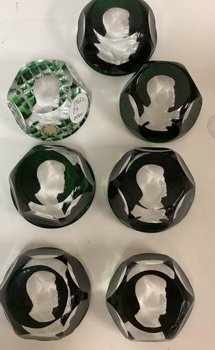 (7) Baccarat John Fitzgerald Kennedy Paperweights