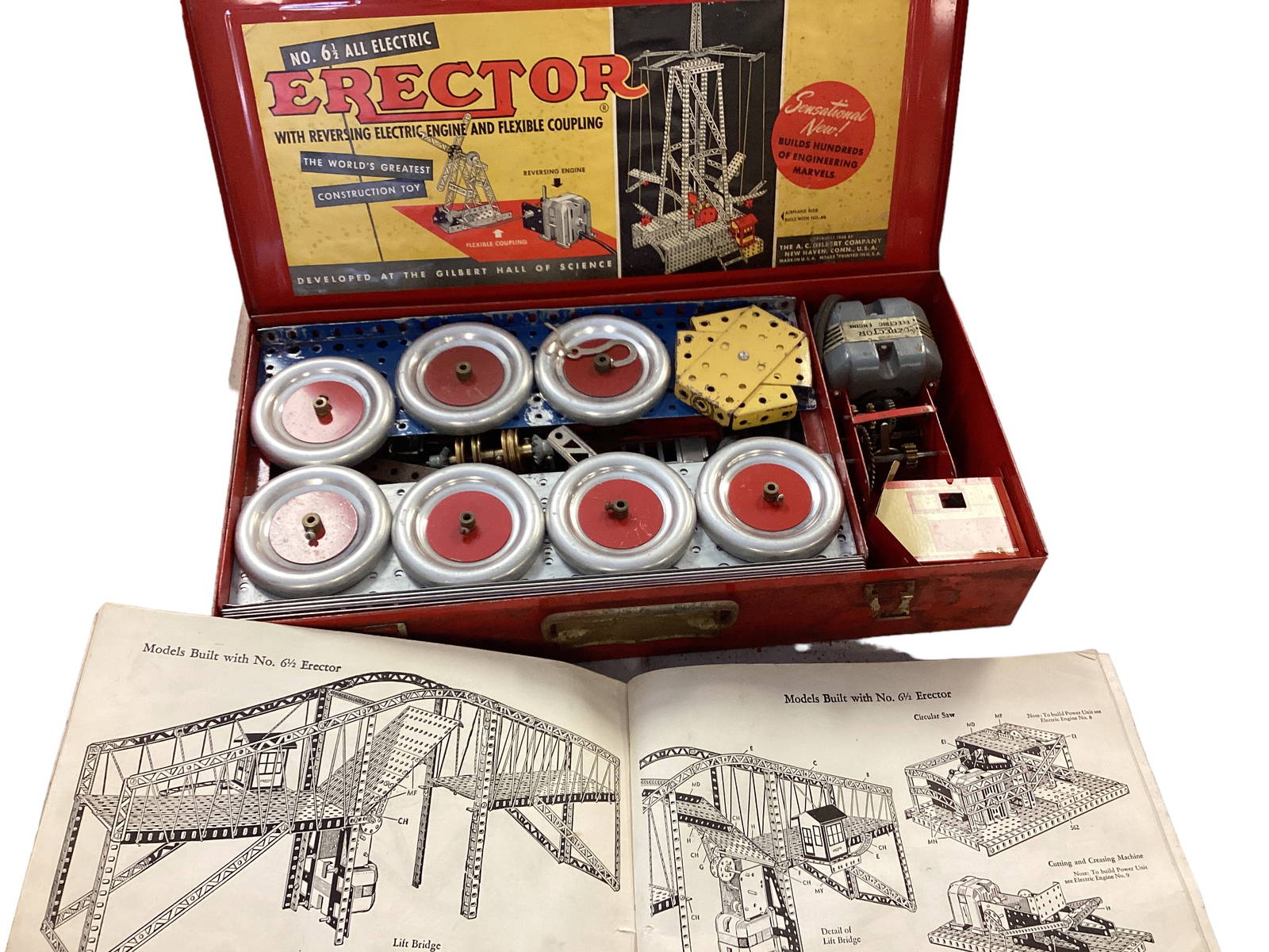 Gilbert No. 6-1/2 All Electric Erector Set With Reversing Electric ...