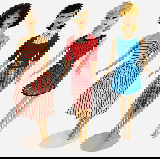 (3) Reproduction Barbies And Outfits Mint