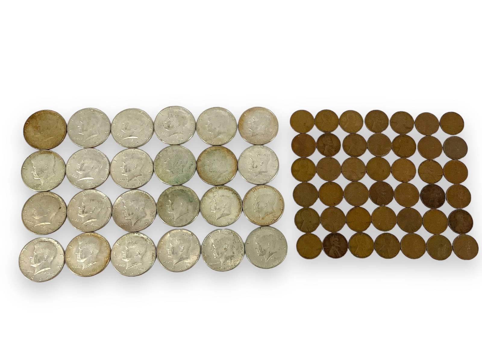 Silver Half Dollar Coins And One-cent Coins Auction