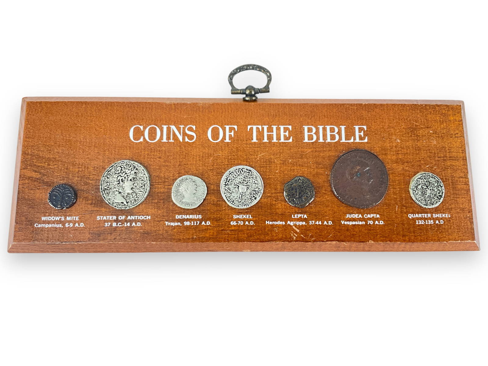 Coins Of The Bible Wooden Placard With Ancient Coins Auction