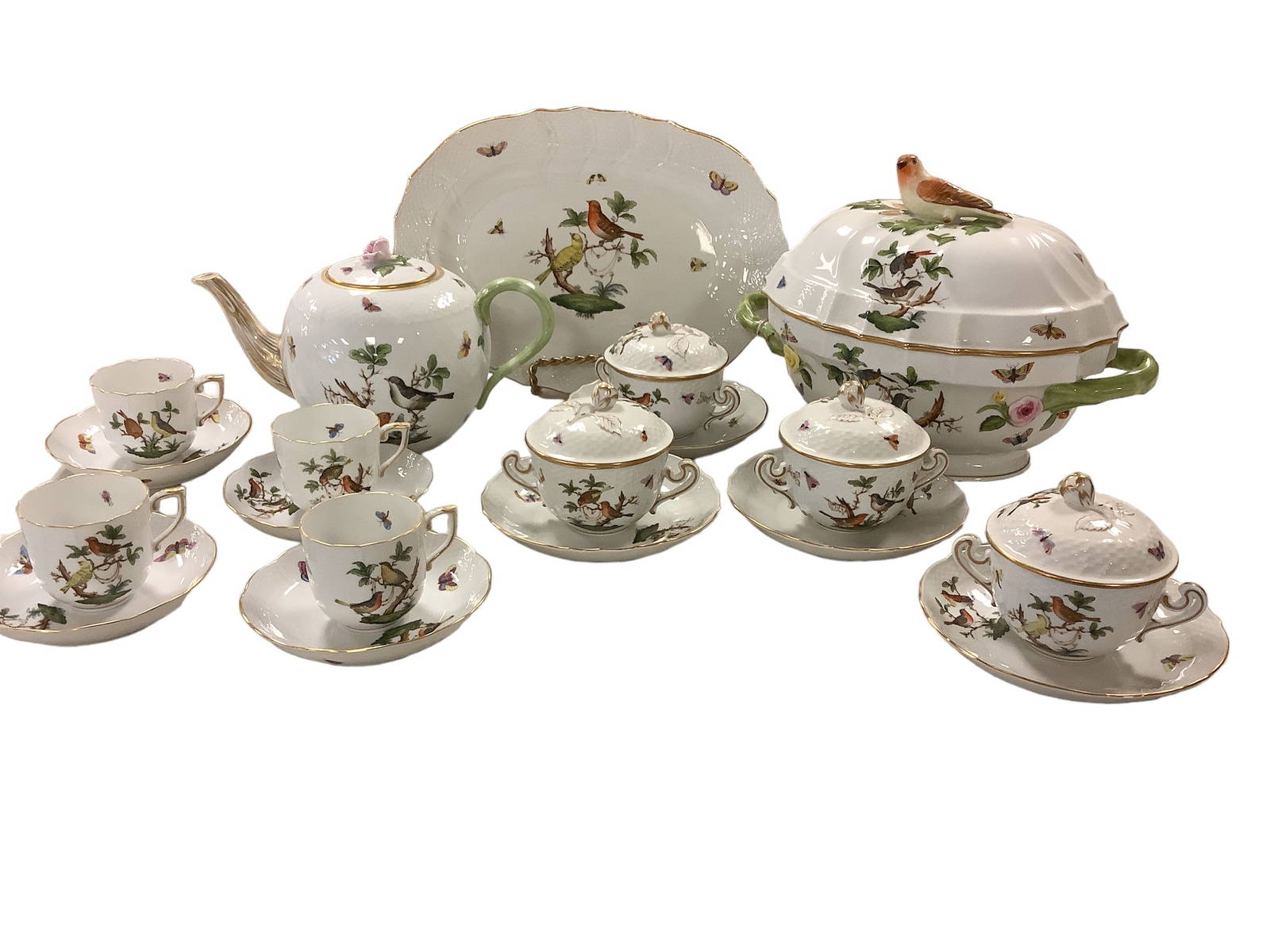 Herend Rothschild Porcelain Bird Tea Set Auction