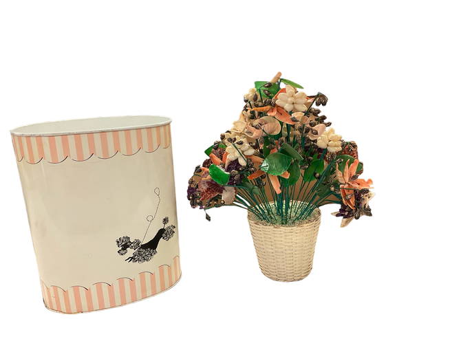 Arrangement Made Of Seashells And Poodle Wastebasket