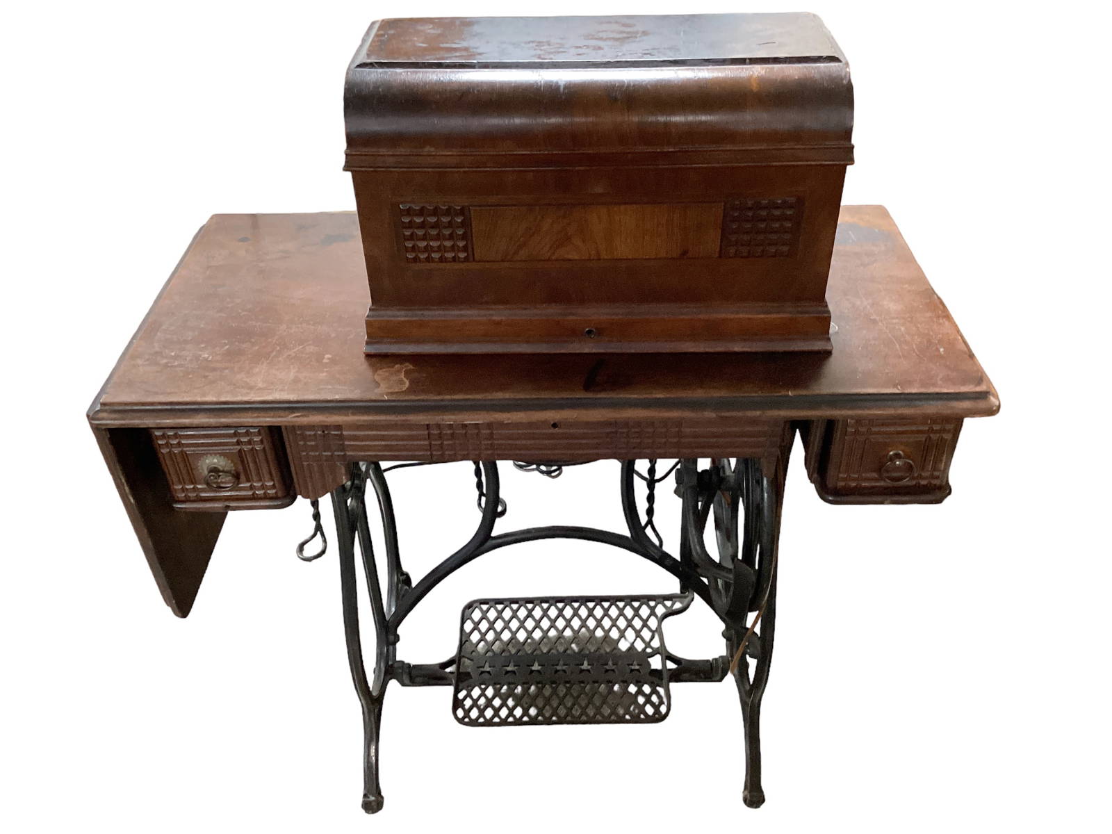 Improved High Arm Singer Treadle Sewing Machine In Mahogany Cabinet Auction