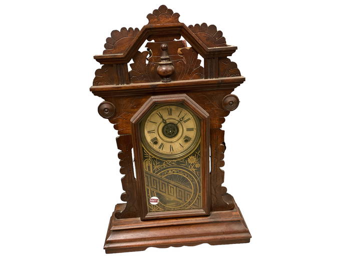 Walnut Victorian Gingerbread Mantle Clock