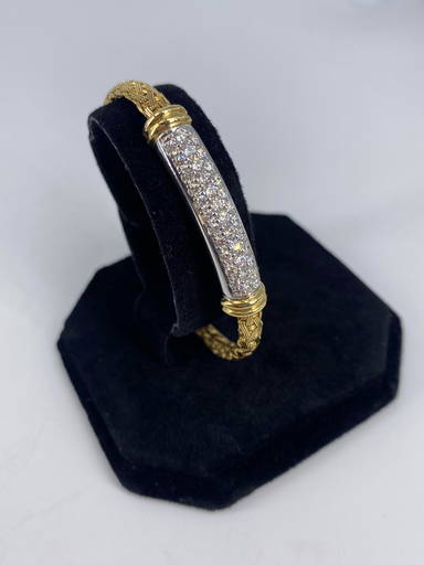Gregg Ruth 18kt Gold Diamond I.d. Bracelet